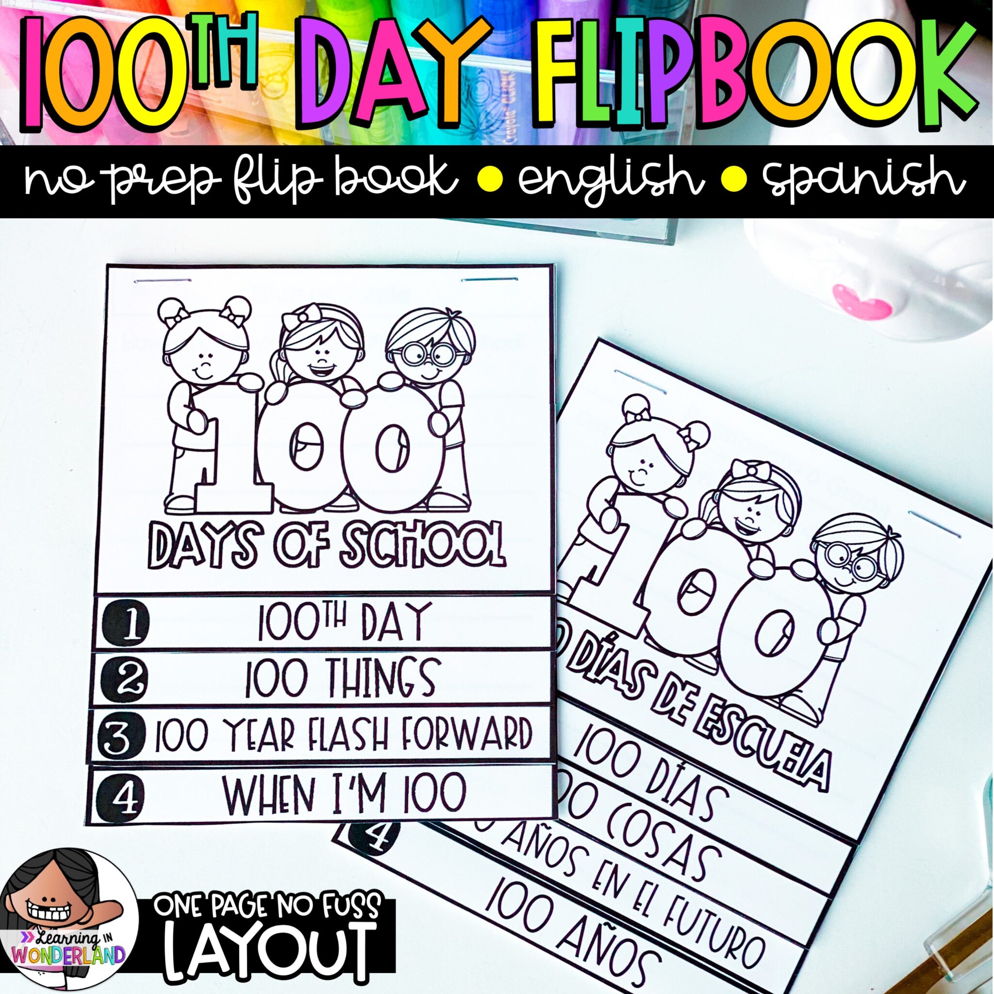 100th Day No Prep Flipbook! - Learning in Wonderland